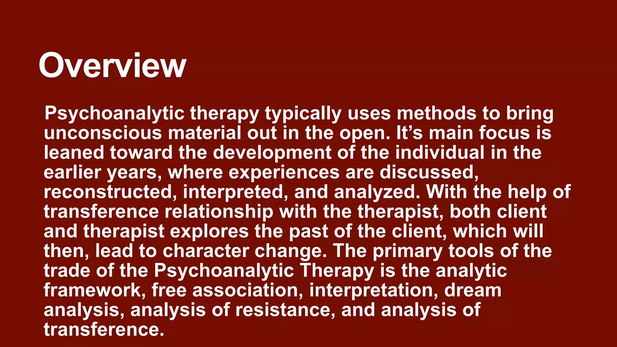 Sigmund Freud and The Psychoanalytic Therapy 101 | PPTX