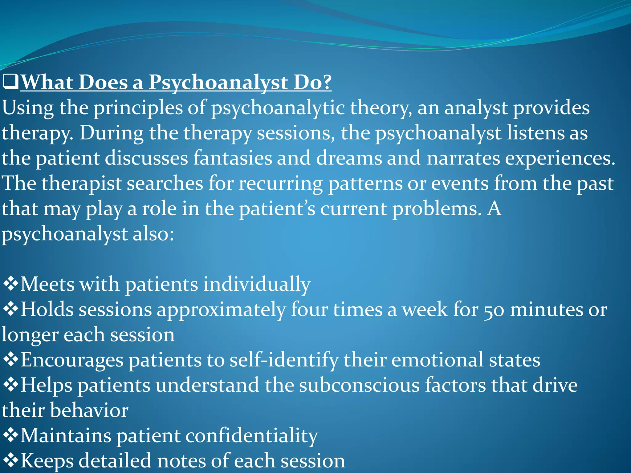 Psychoanalytic therapy.... | PPTX