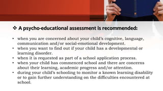 Psycho educational assessment | PPTX