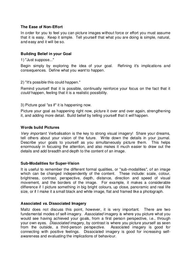 Psycho Cybernetics Notes