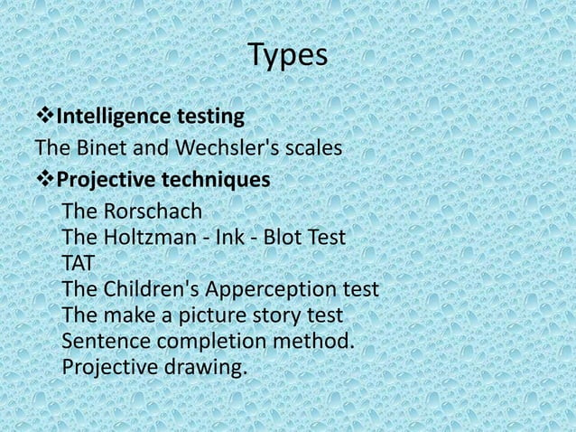 Psychodiagnostic technique[1] | PPTX