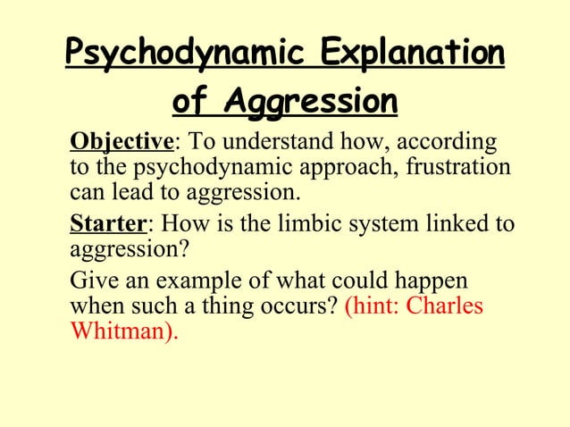 Psychodynamic Explanation Of Aggression | PPT