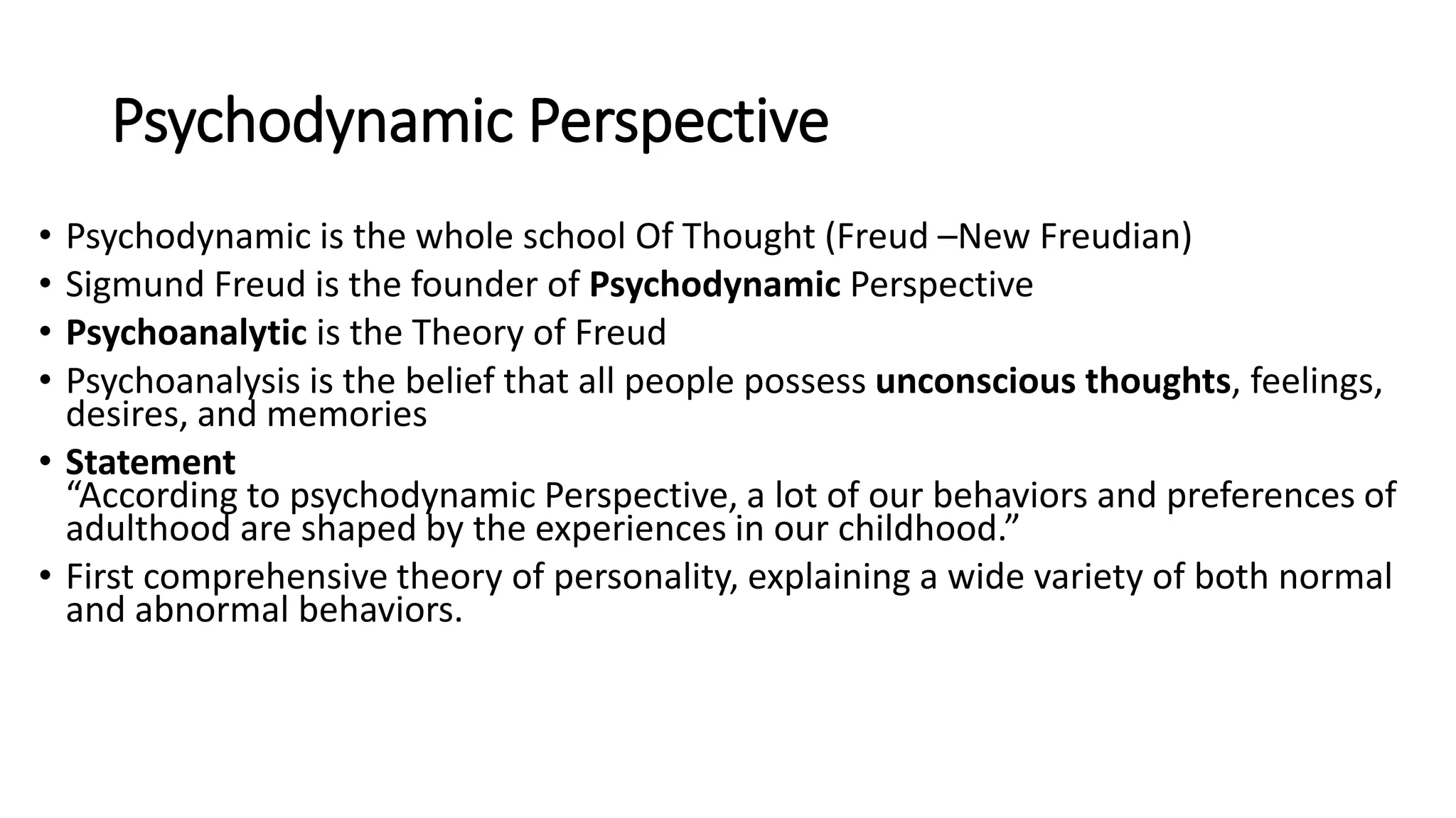 Psychodynamic perspective | PPTX