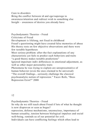 Psychodynamic Theories and FreudObjectivesMake some se.docx | Science