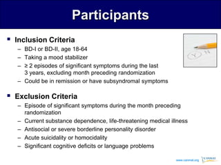 Psychoeducation or Cognitive Behavioural Therapy for Bipolar Disorder ...