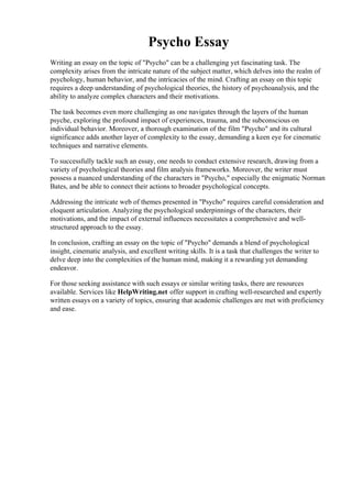 Psycho Essay | PDF