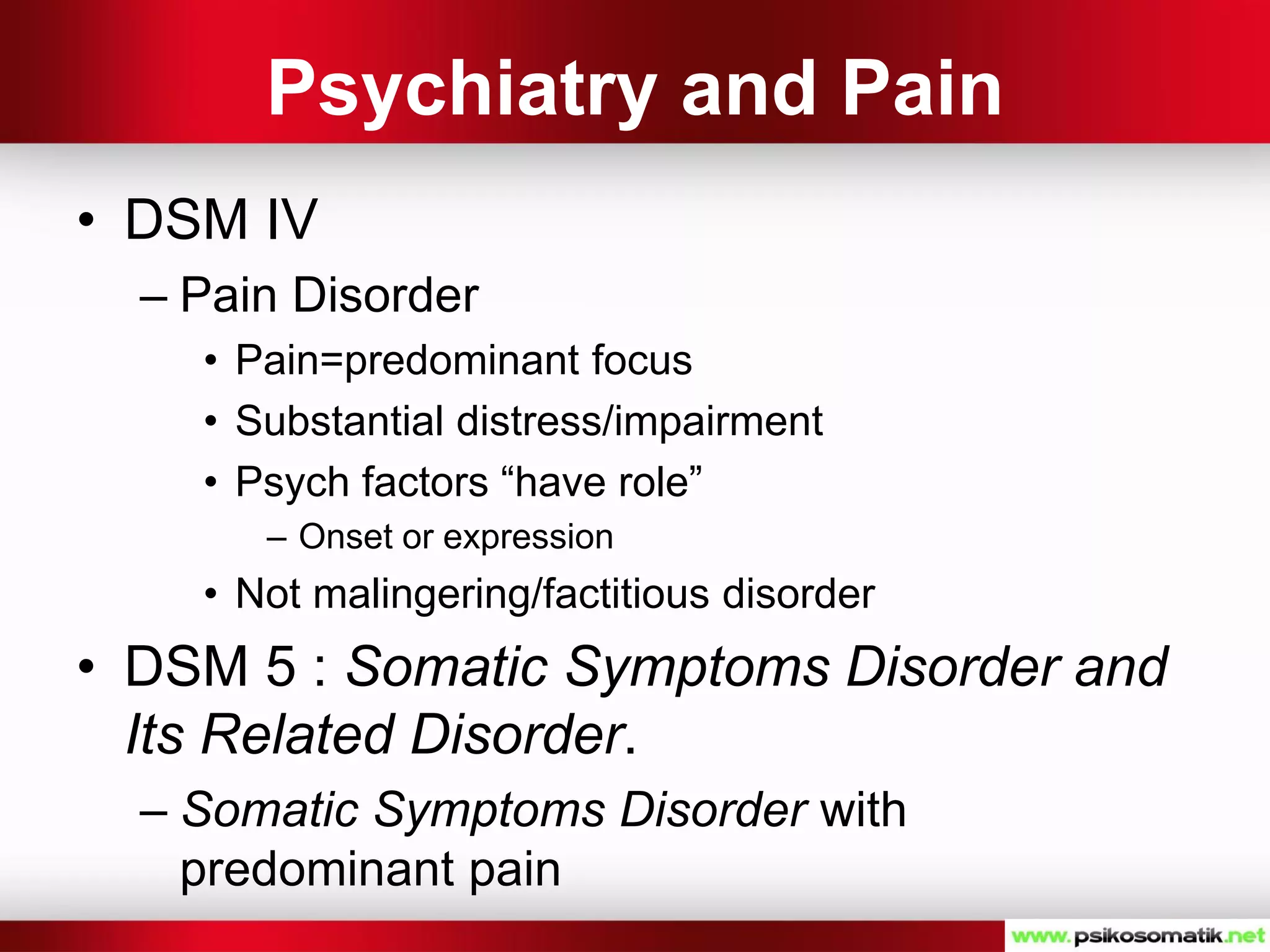 Psychogenic Pain : Psychosomatic Point of View | PDF