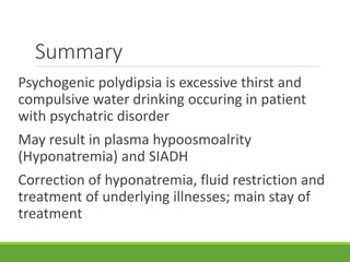 Psychogenic Polydipsia | PPTX