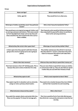 Psychographic profile | DOCX