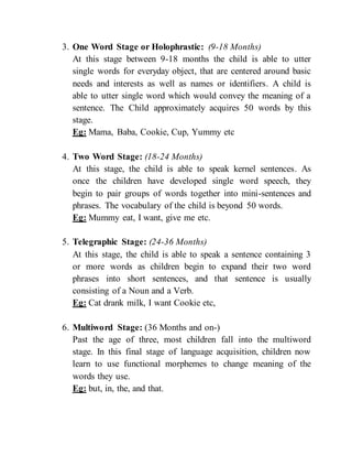 Language acquisition - How Childern Acquire Language and its stages | PDF