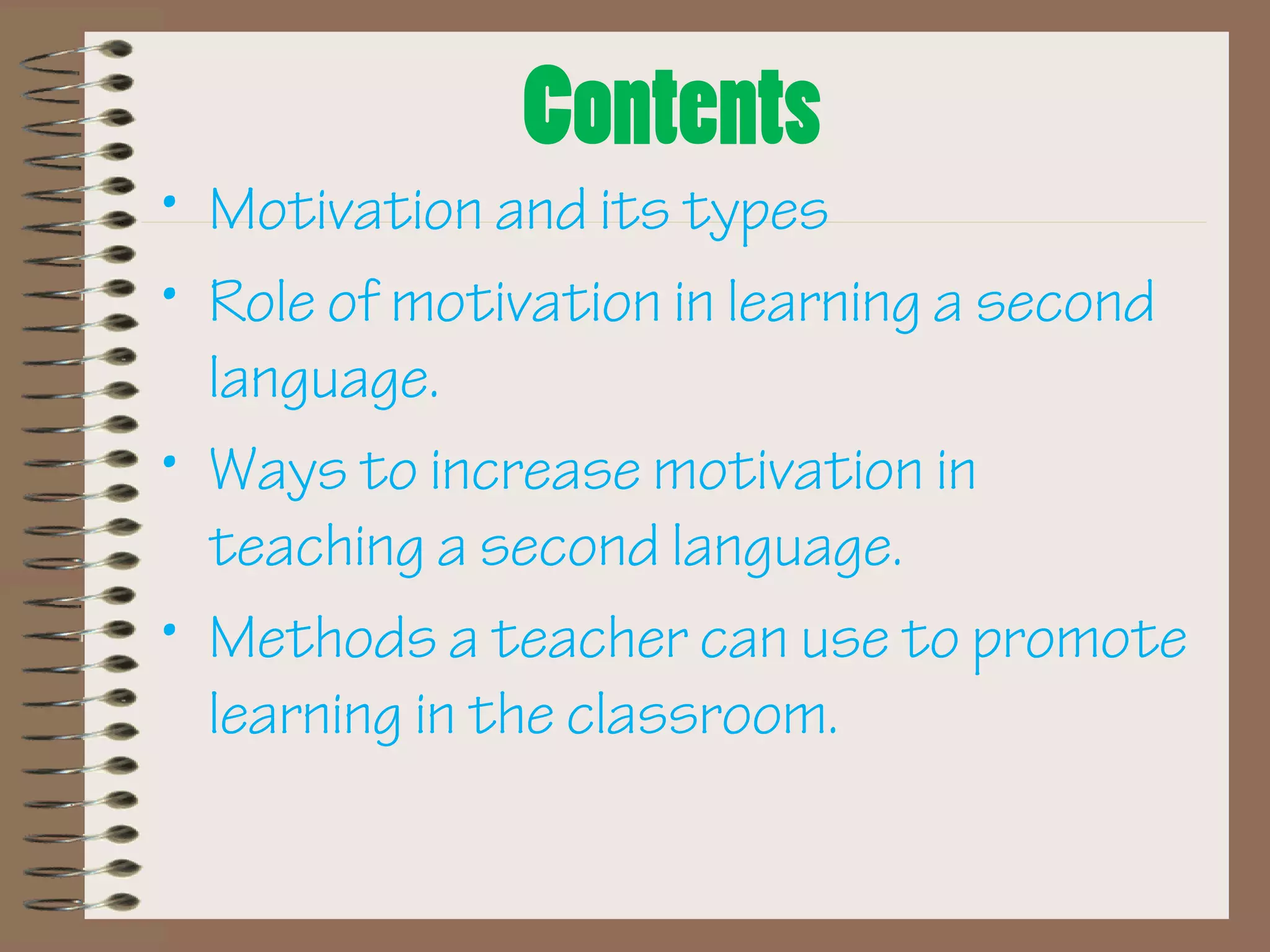 motivation in learning a second language | PPT