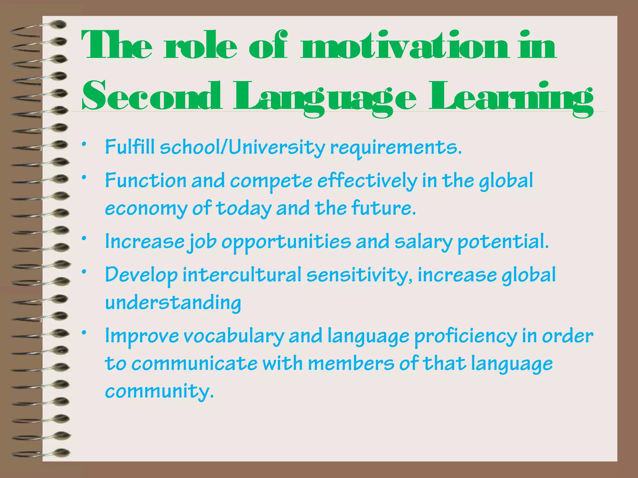 motivation in learning a second language | PPT