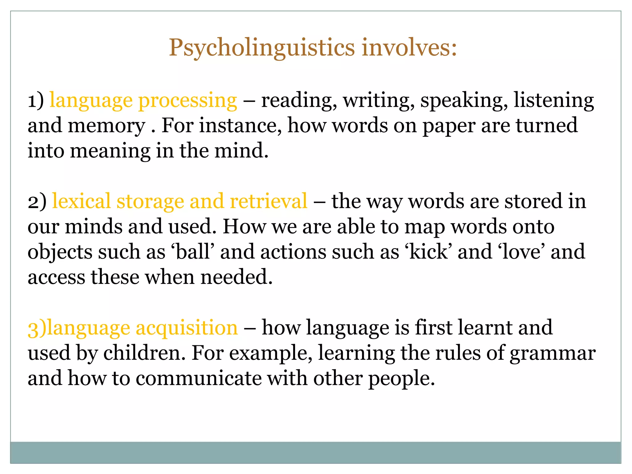 Psycholinguistics Ppt