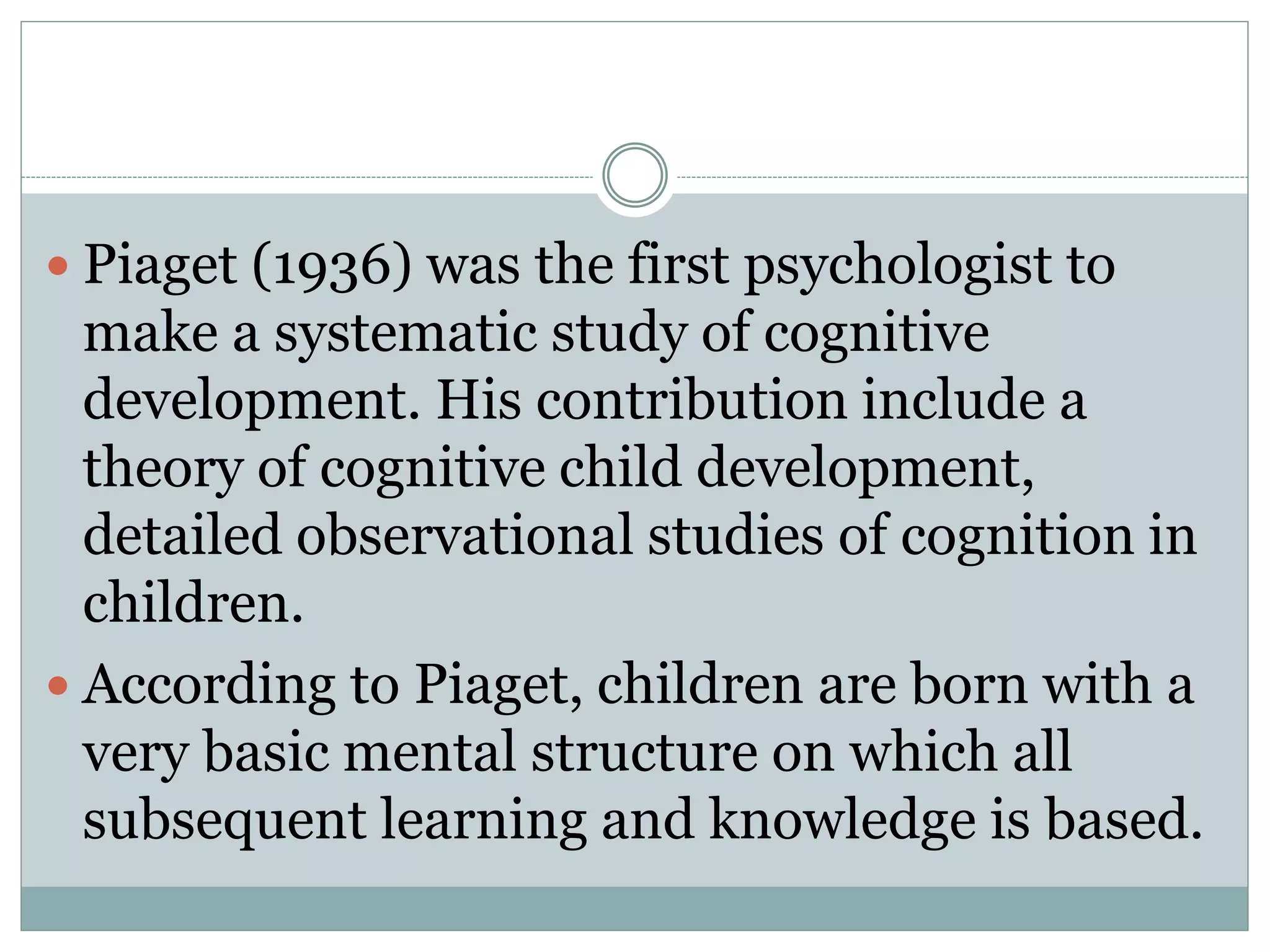 Mentalist Theory By Jean Piaget. BS English (4th Semester) The Women ...