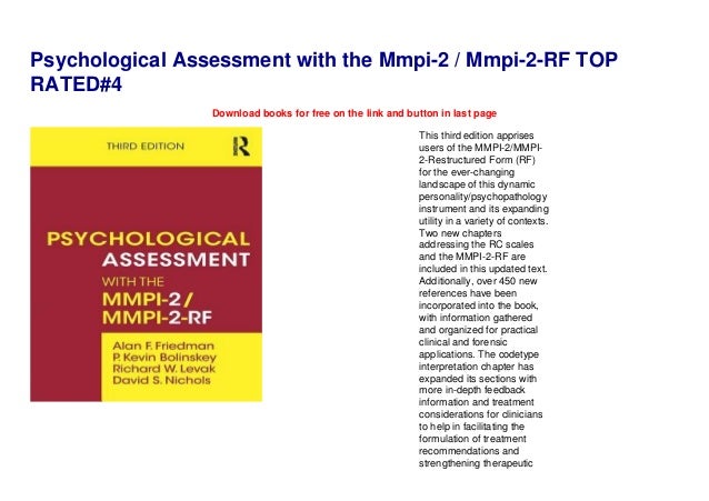 Psychological Assessment With The Mmpi 2 Mmpi 2 Rf Top Rated 4