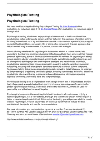 Psychological Testing | PDF | Mental Health | Diseases and Conditions