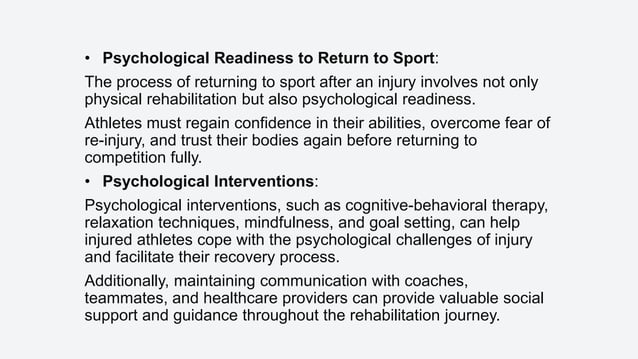 Psychological aspects of Sports Injury.pptx | Mental Health | Diseases ...