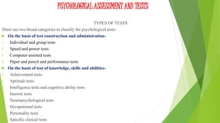 Psychological assessment and test | PPTX