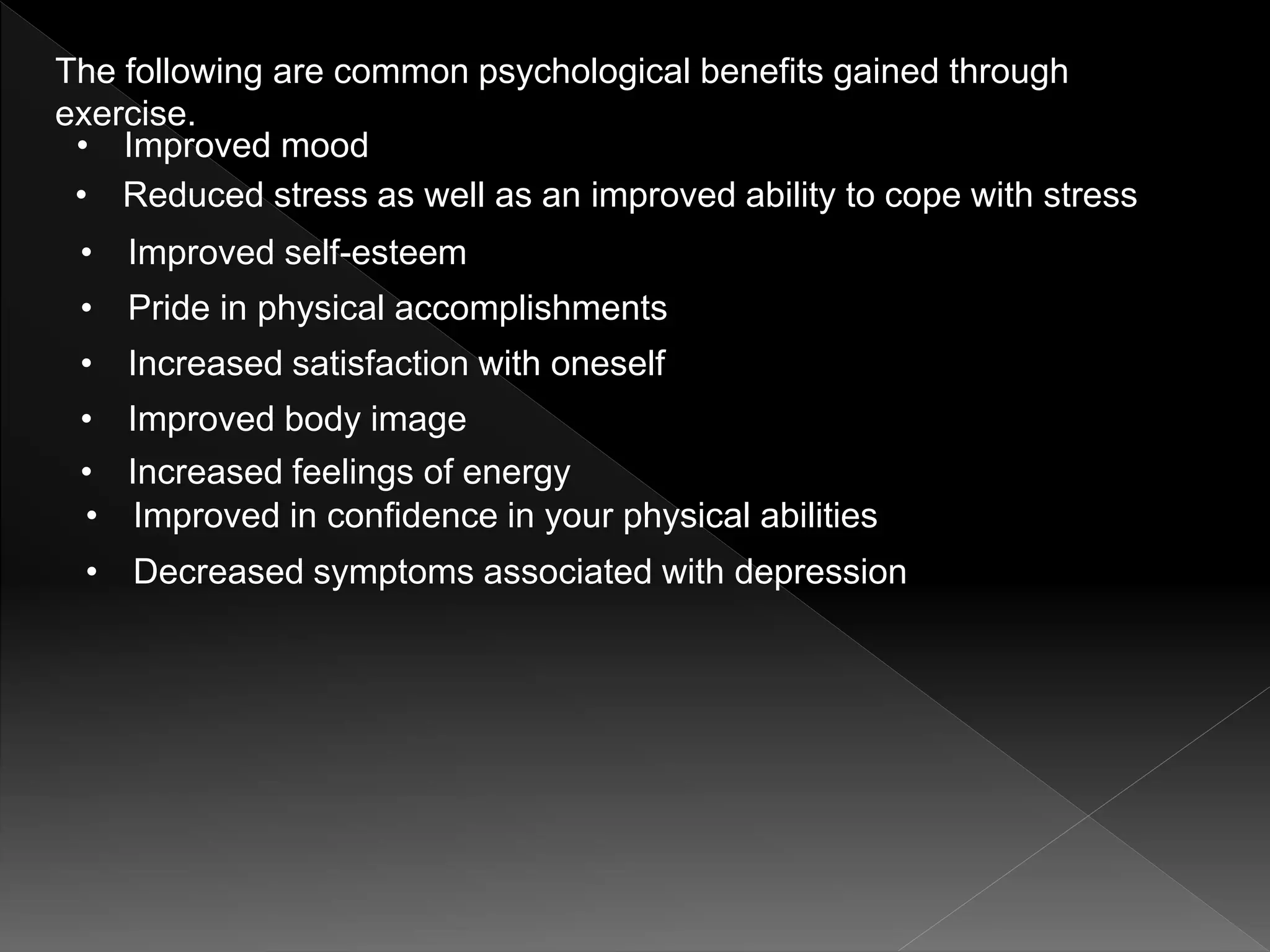 Psychological benefits of exercise | PPTX