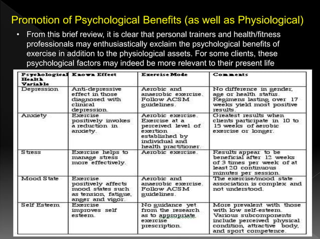Psychological benefits of exercise | PPTX