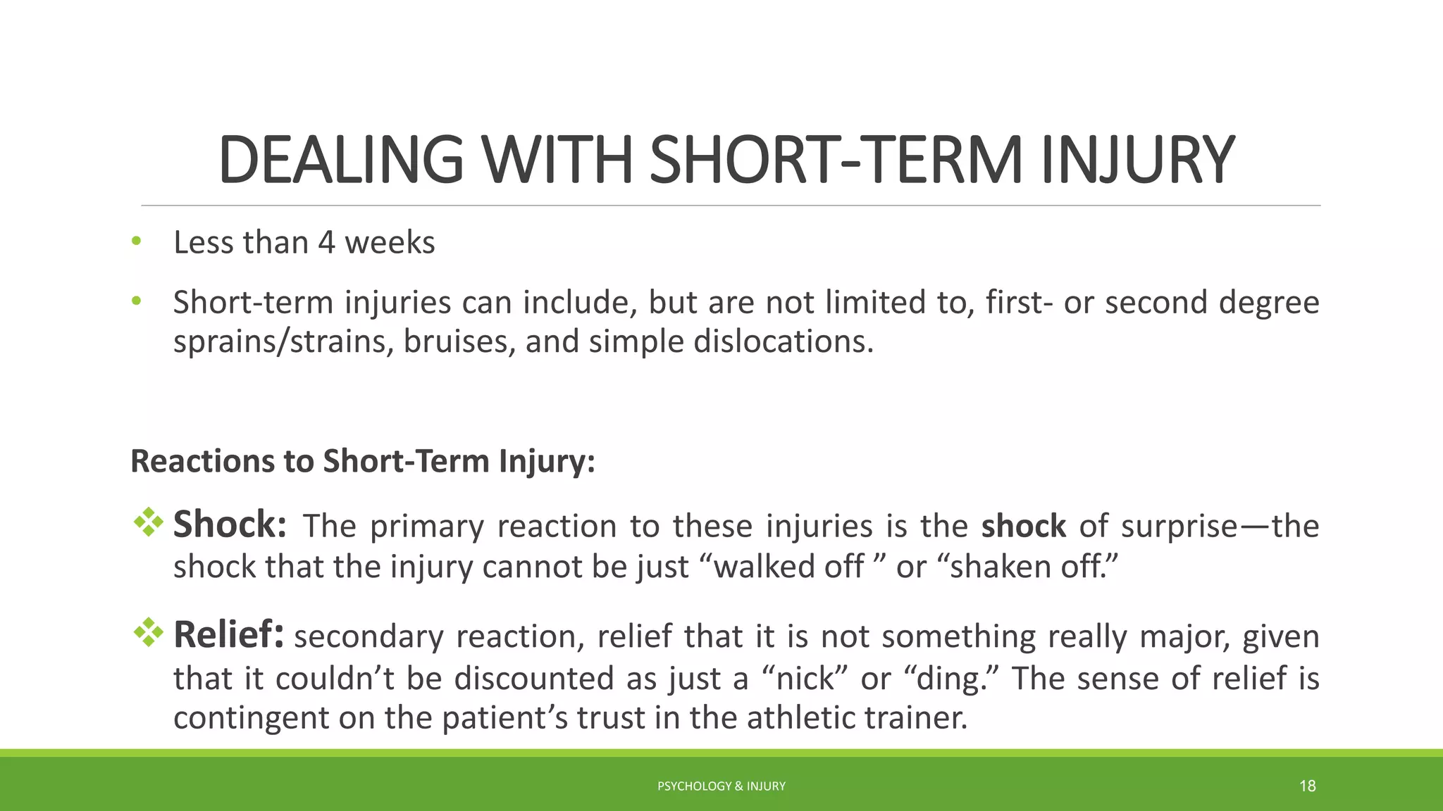 Psychological considerations for rehabilitation of the injured athlete ...