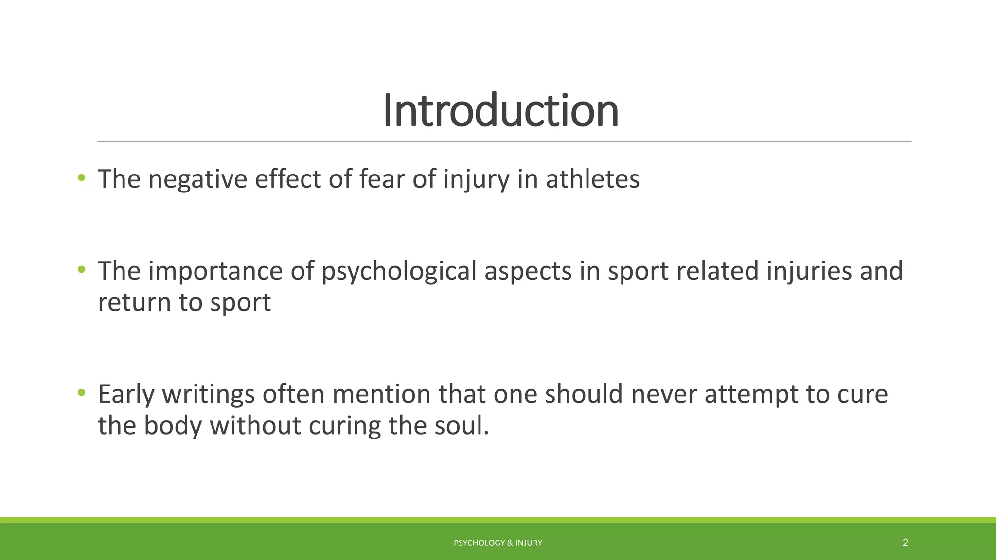 Psychological considerations for rehabilitation of the injured athlete ...