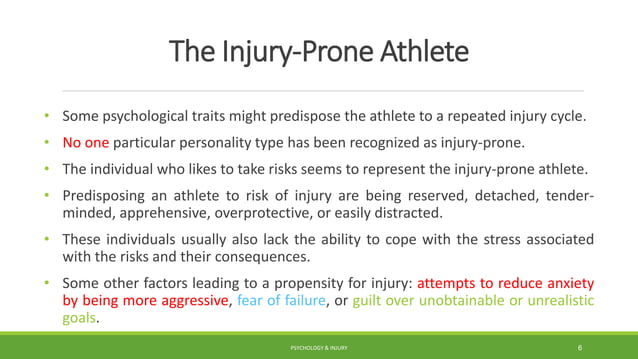 Psychological considerations for rehabilitation of the injured athlete ...