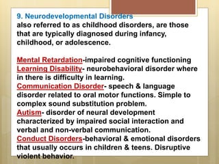 Complete Psychological Disorders List | PPTX