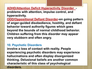 Complete Psychological Disorders List | PPTX