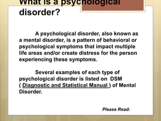 Complete Psychological Disorders List | PPTX