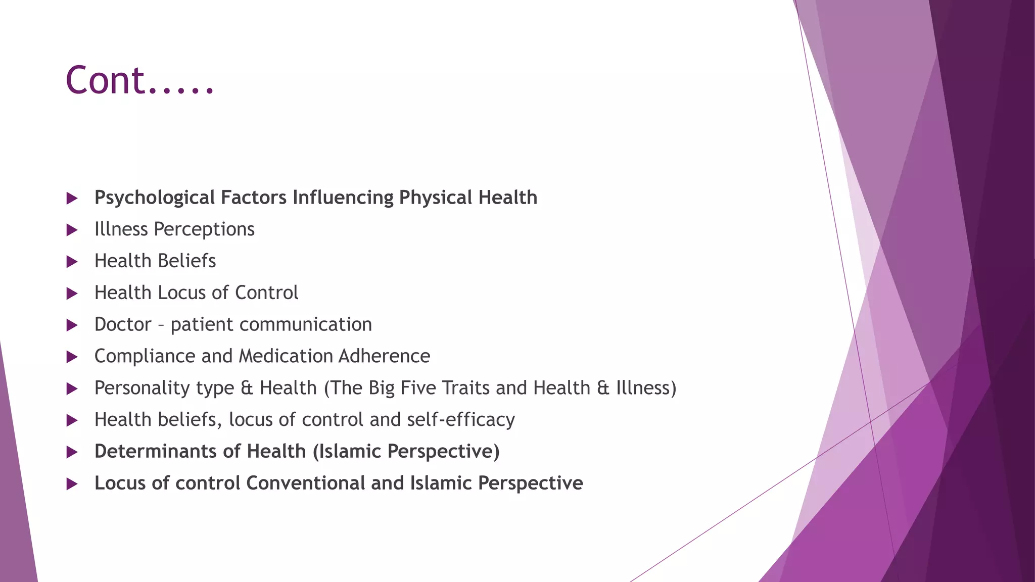 Psychological Factors influence on health | PPTX