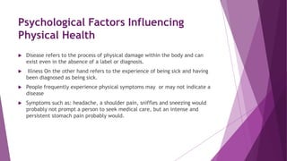 Psychological Factors influence on health | PPTX