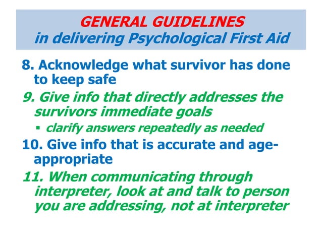 Psychological First Aid | PPTX | First Aid | Injuries