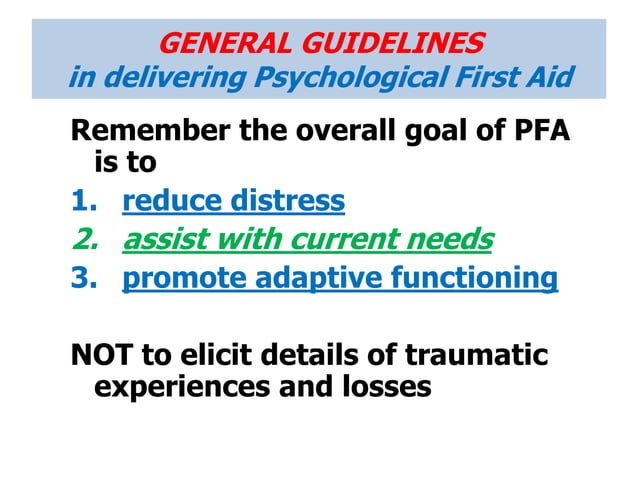 Psychological First Aid | PPTX | First Aid | Injuries
