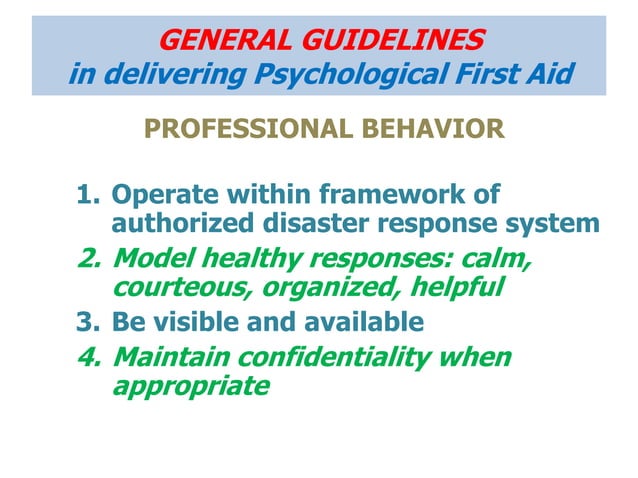 Psychological First Aid | PPTX | First Aid | Injuries