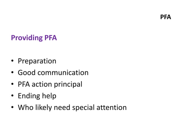 Psychological first aid (pfa) in disaster | PPTX
