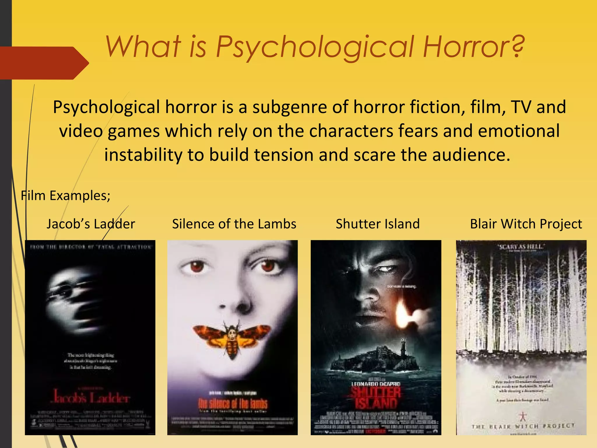 AS MEDIA STUDIES - Psychological Horror Codes and Conventions | PPT