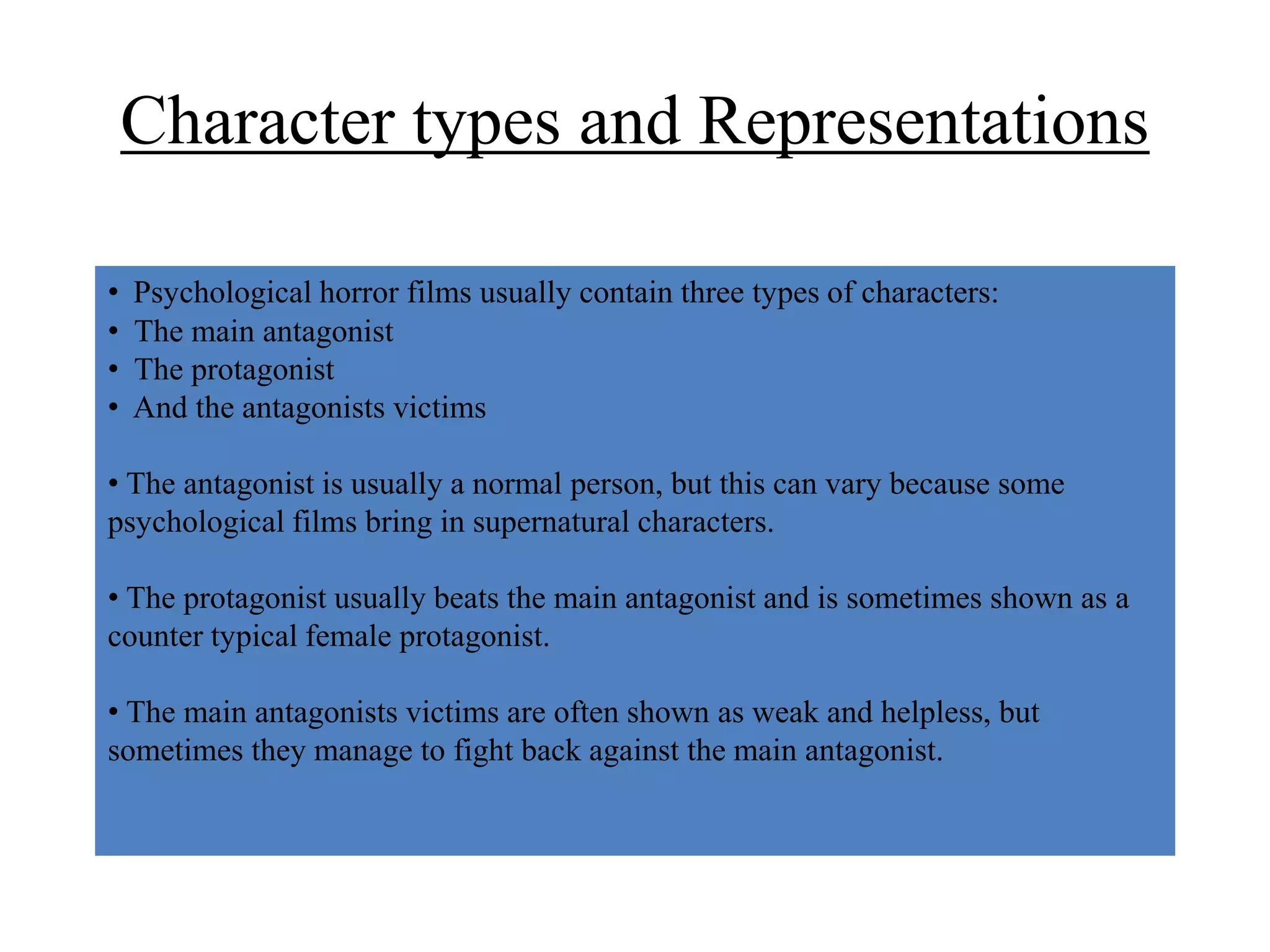 Psychological horror iconography and conventions | PPTX