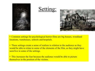 Psychological horror iconography and conventions | PPTX