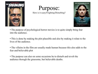 Psychological horror iconography and conventions | PPTX