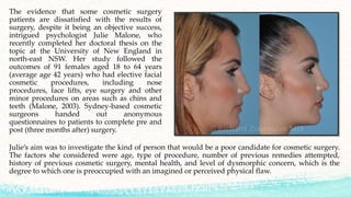 Psychological Outcomes in Cosmetic Surgery | PPTX