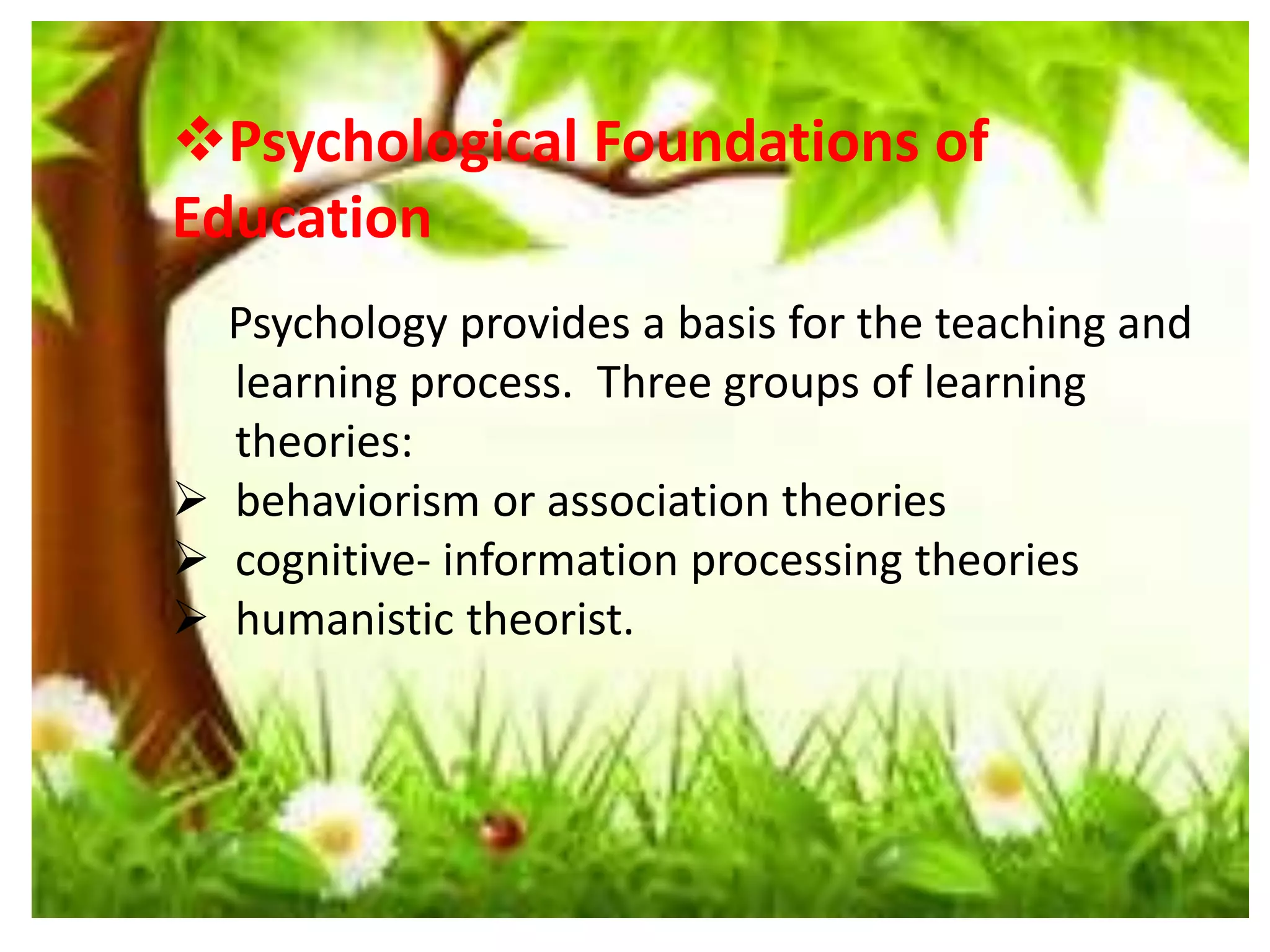 Psychological principles and concepts of education jona | PPTX