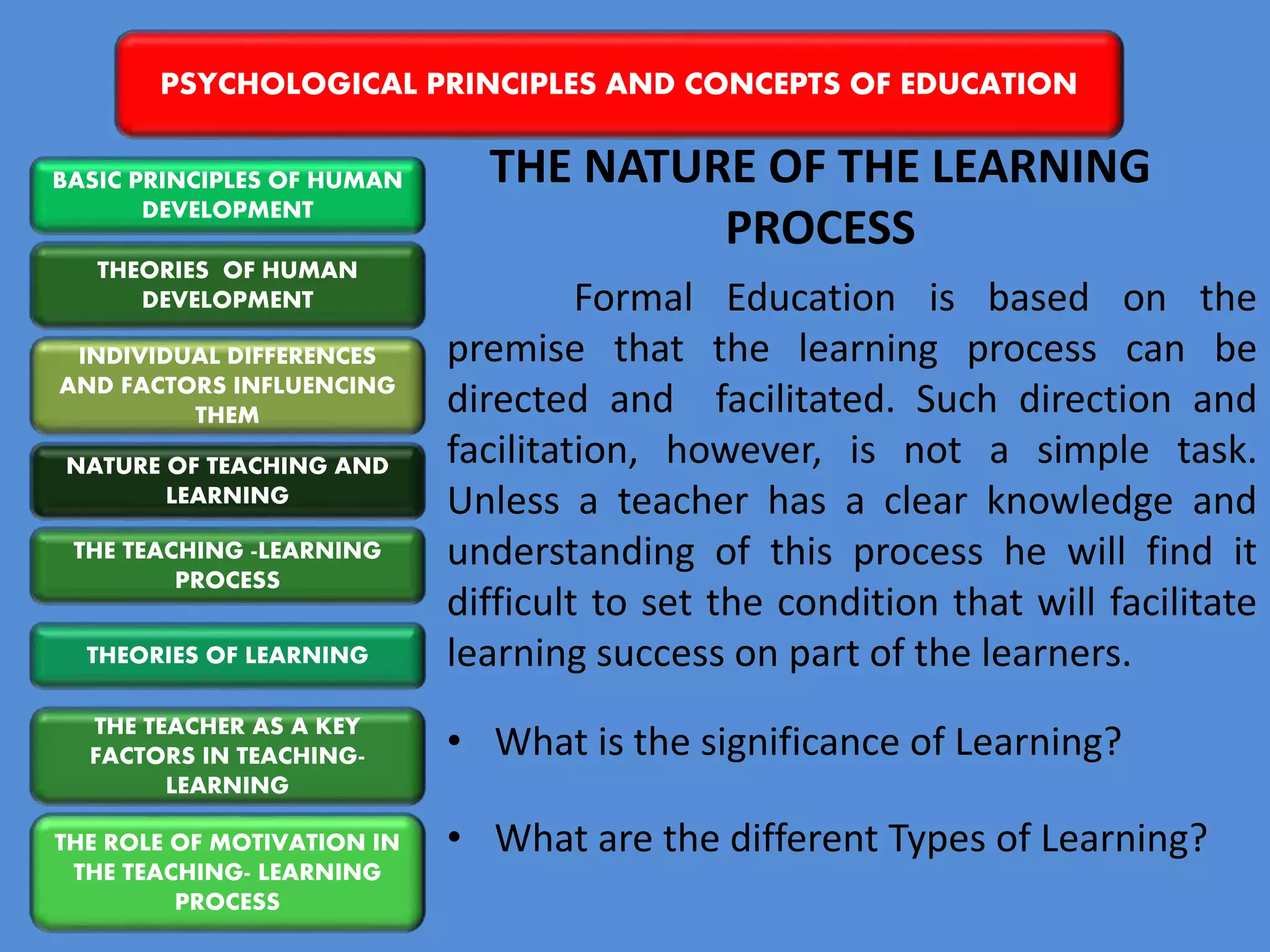 Psychological principles and concepts of education jona | PPTX