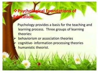 Psychological principles and concepts of education jona | PPTX