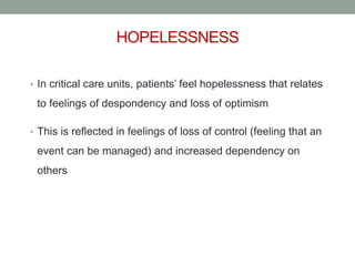 Psychological problems patients in critical care unit | PPTX