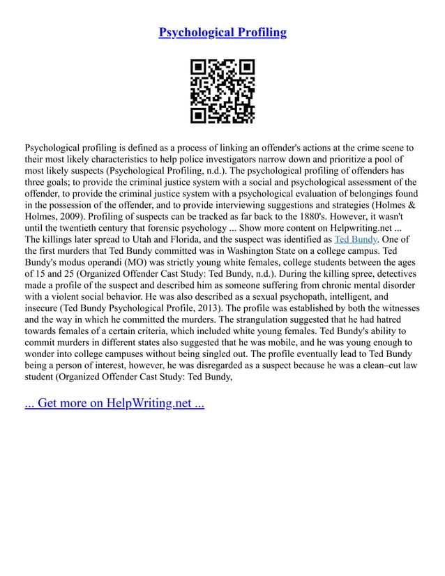 Psychological Profiling | PDF | True Crime | Genres