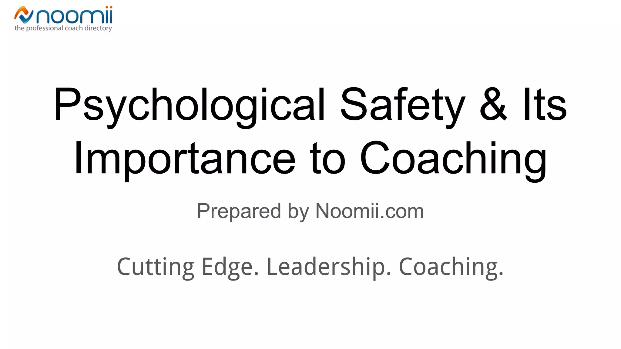 Psychological Safety & Coaching | PPT