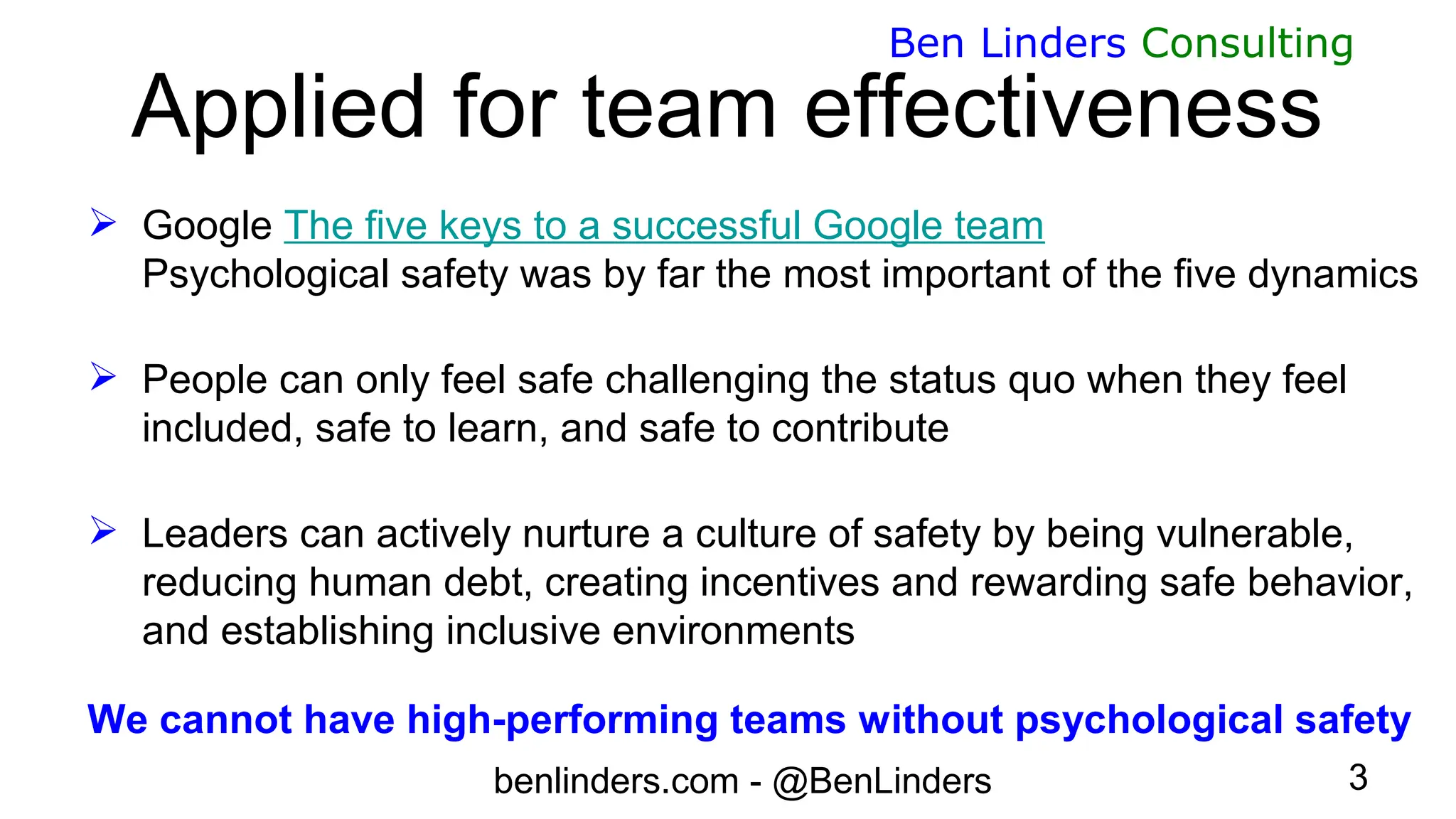 Psychological Safety in Teams - FlowCon France 2024 - Ben Linders | PDF