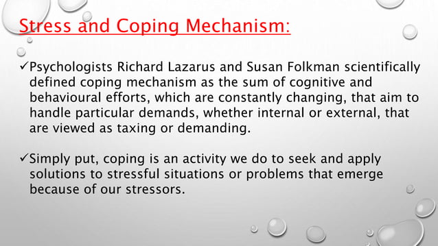 Psychological stress and coping mechanism | PPTX