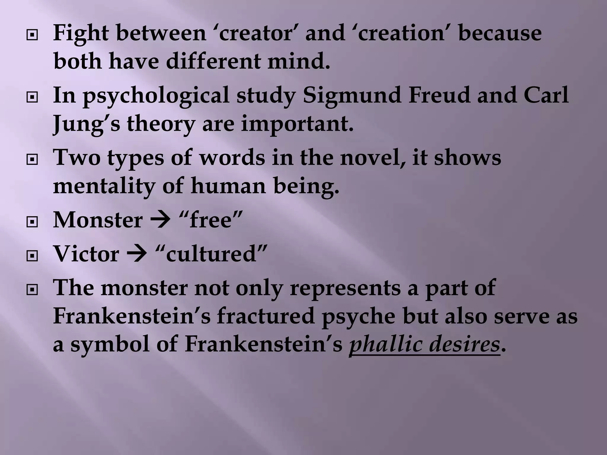 Psychological study of frankenstein | PPTX